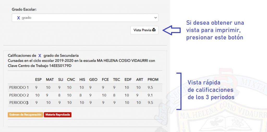 Consulta de Calificaciones y Certificados – Secundaria Mixta 55